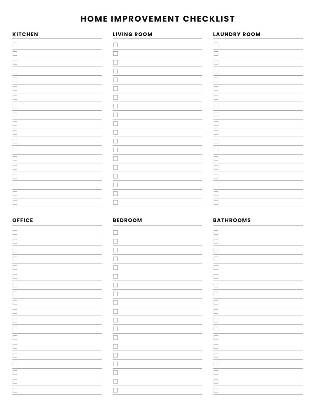 Home Improvement Checklist - Etsy