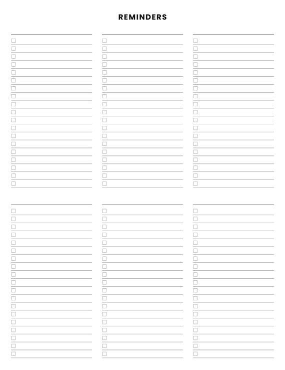Reminders Checklist - Etsy