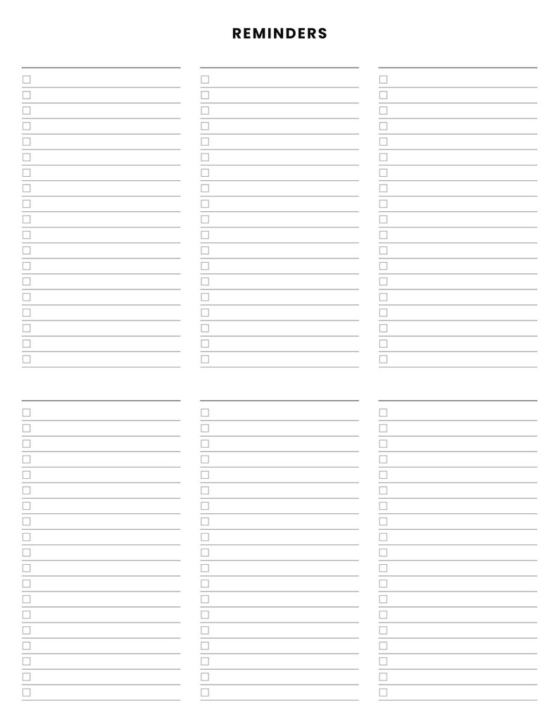 Reminders Checklist - Etsy