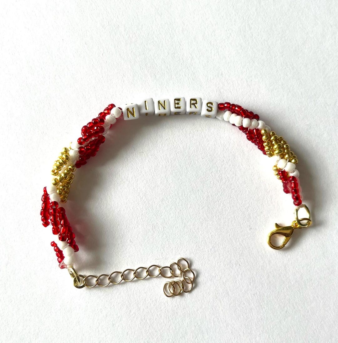 49ers Bracelet, Custom Team Bead, Team Jewelry, Niners, San Francisco ...