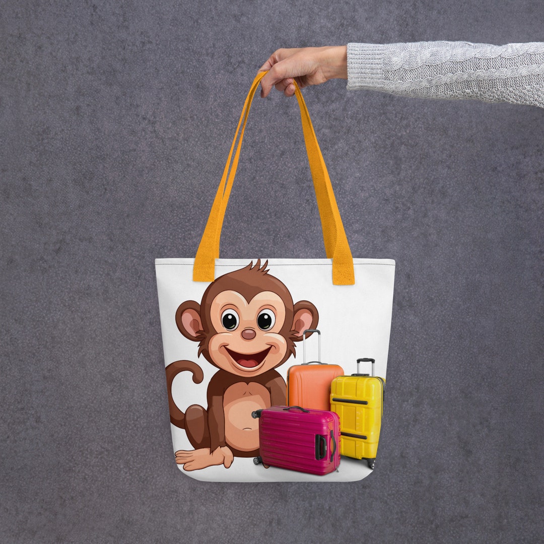 Travel With Monkey - Tote Bag in Signature Print Khaki Chalk - Etsy