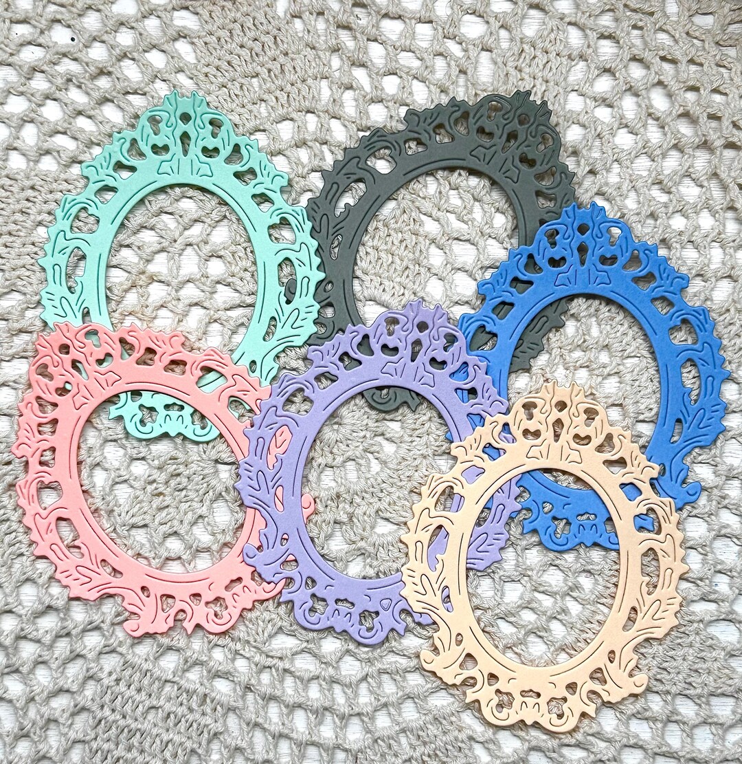 Set of 6 Vintage Frame Die Cut Good in Macaron Colors Journal Card ...