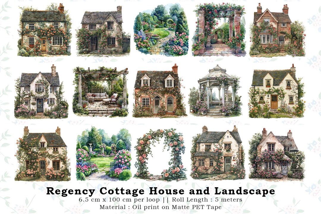 Regency Cottage Houses and Landscape | Matte PET Tape| Landscape and ...