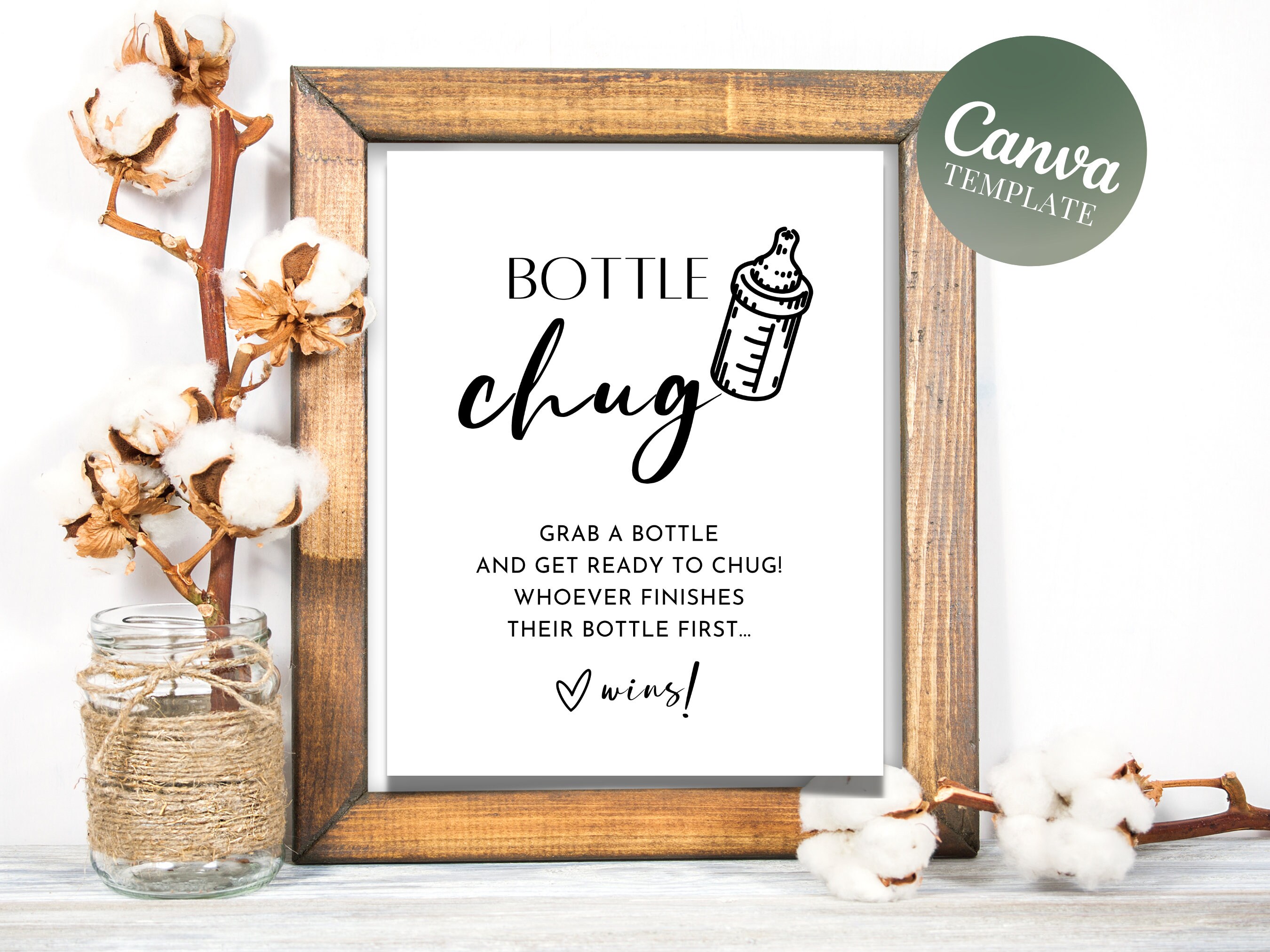 Simple Baby Shower Sign 8x10, Bottle Chug Sign Template, Edit With ...