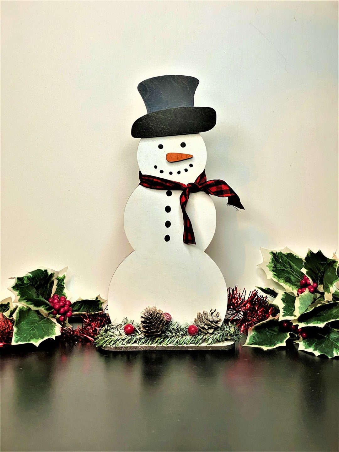 Wooden Snowman Decorative Wooden Snowman Holiday Decor Christmas Decor ...