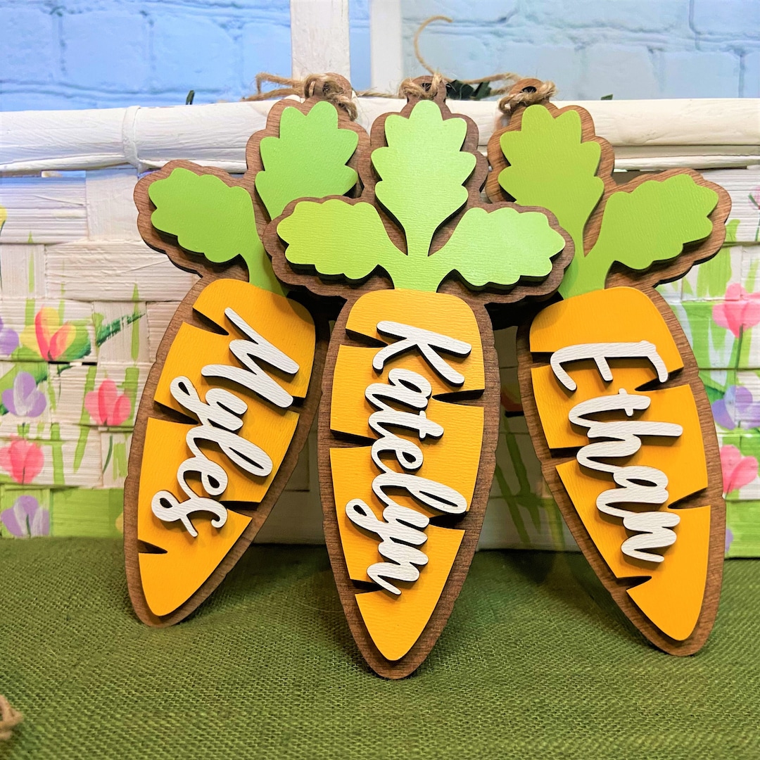 Custom Easter Basket Carrot Name Tag Personalized Name Tag Carrot ...