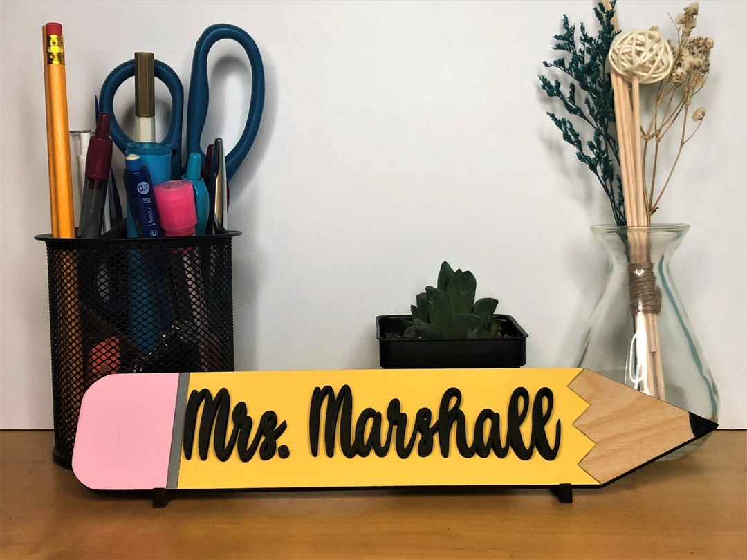 Personalized Teacher Pencil Sign Teacher Nameplate Back to School ...