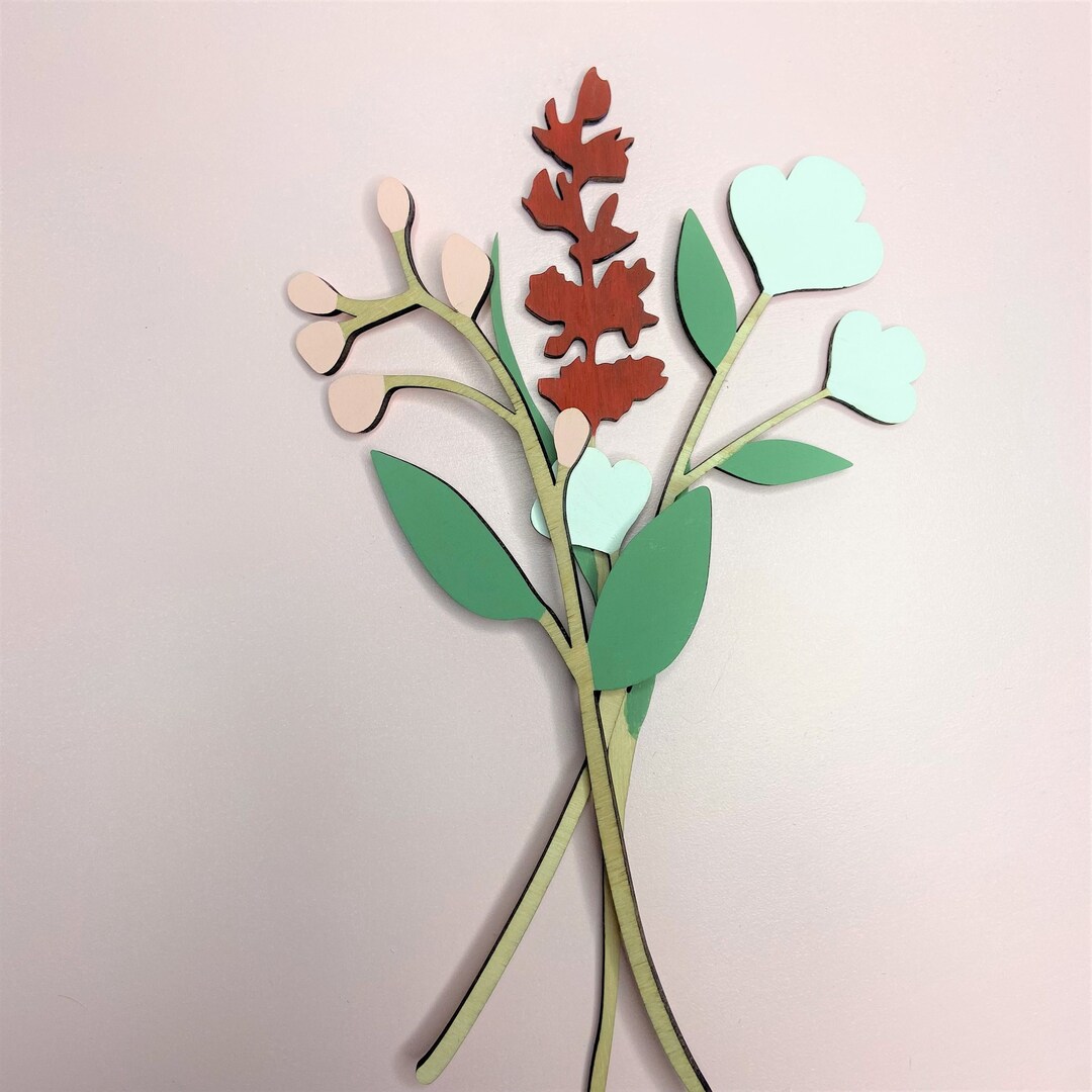 Wooden Wildflowers Painted Wooden Spring Flowers Wooden Flower Bouquet ...