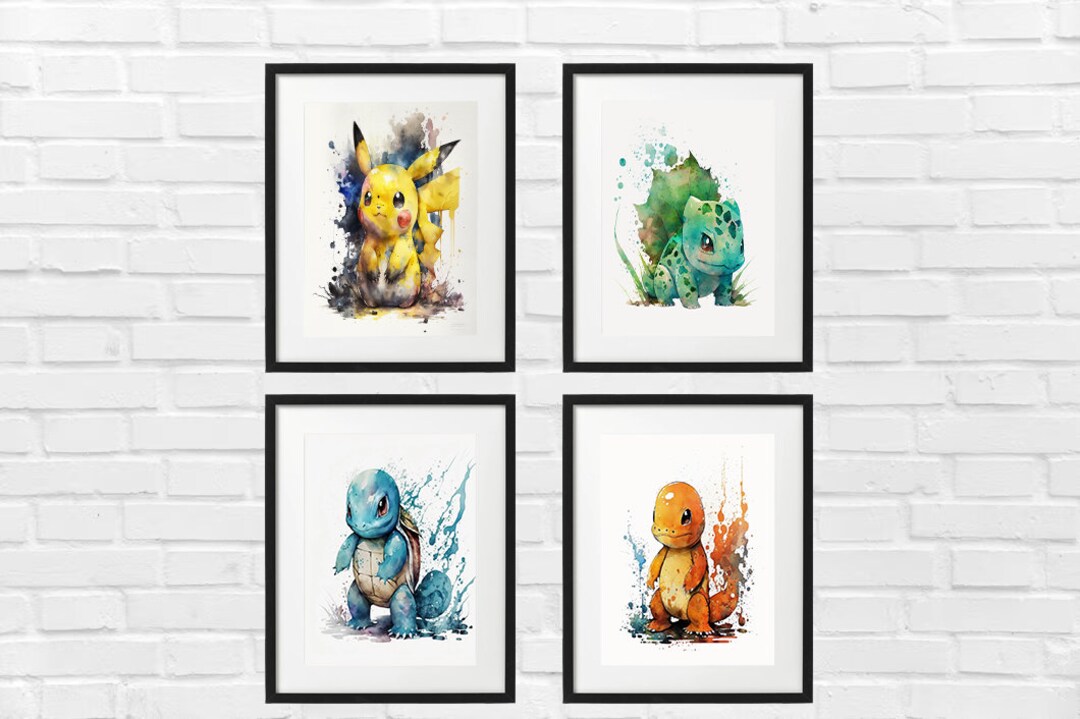 Set of 4 Watercolour Pokemon - Printable Wall Art - Digital Download ...