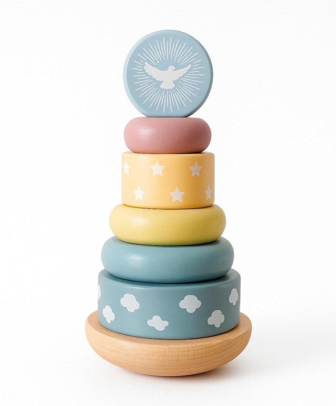 Holy Spirit Tower - Wooden Ring Stacker, Catholic Toy, Educational Toy ...