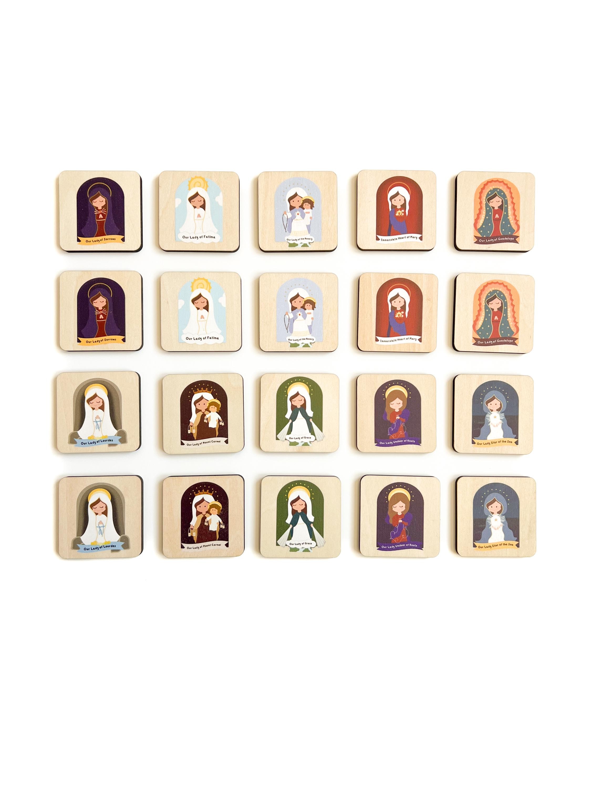 Mary Matching Game - Memory Game, Catholic Homeschool, Montessori Wood ...