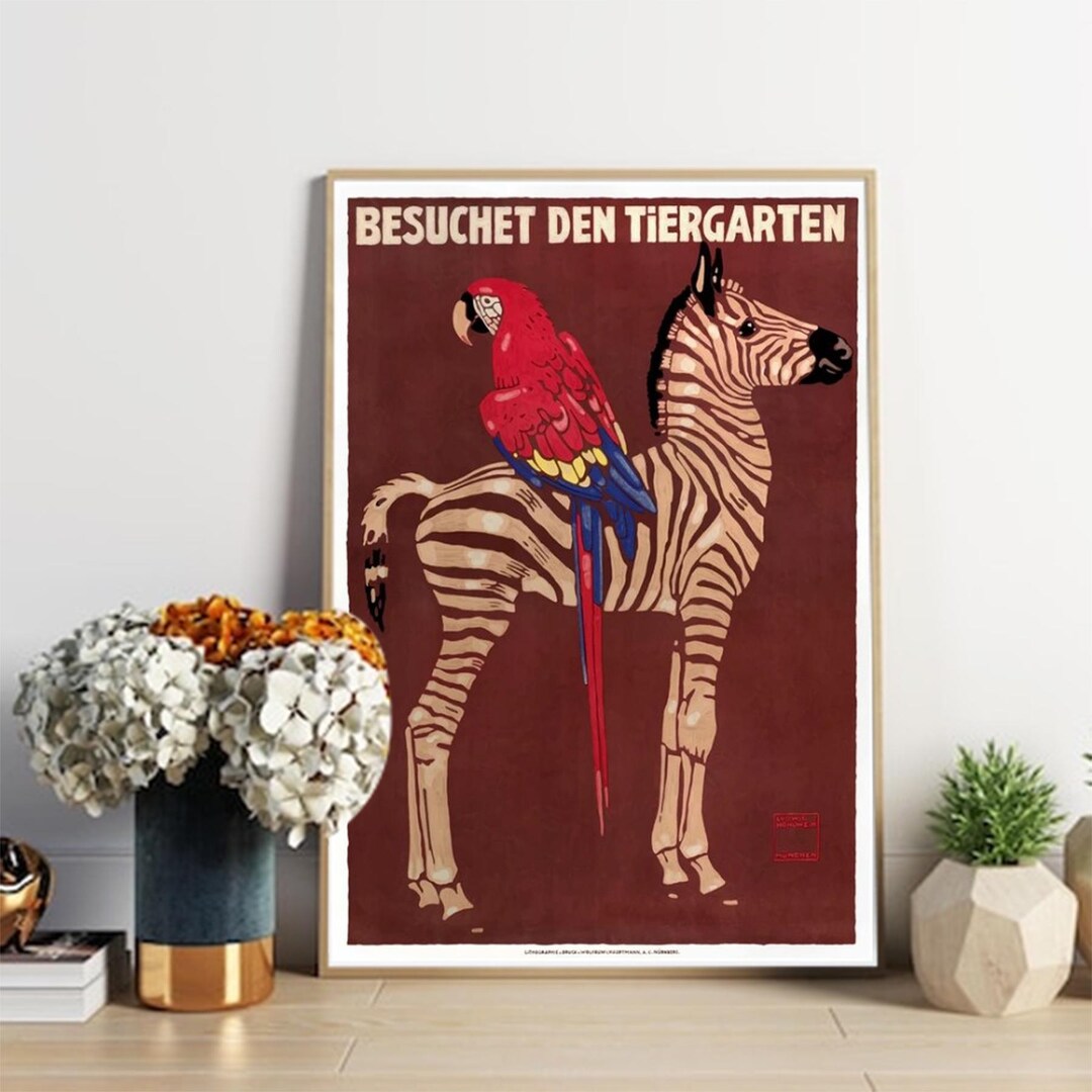 1912 Ludwig Hohlwein Visits the Zoo Zawra Macaw Poster - Etsy