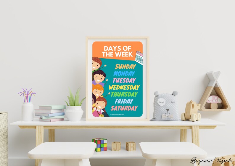 Days of the Week Poster | Rainbow Kids Classroom Decor (digital ...