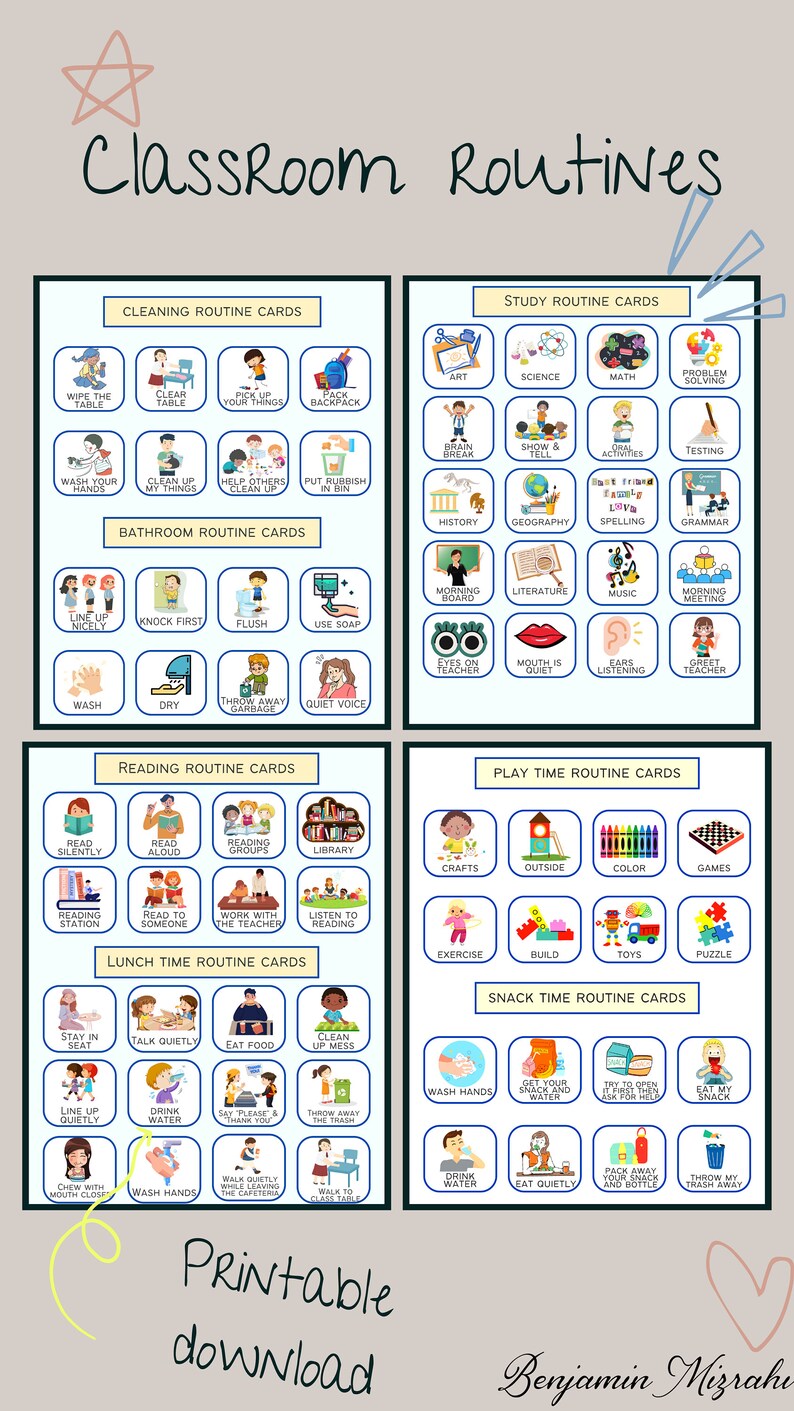 Classroom Routine Cards I Visual Schedule Cards| Toddler Preschool Classroom Routines I ...