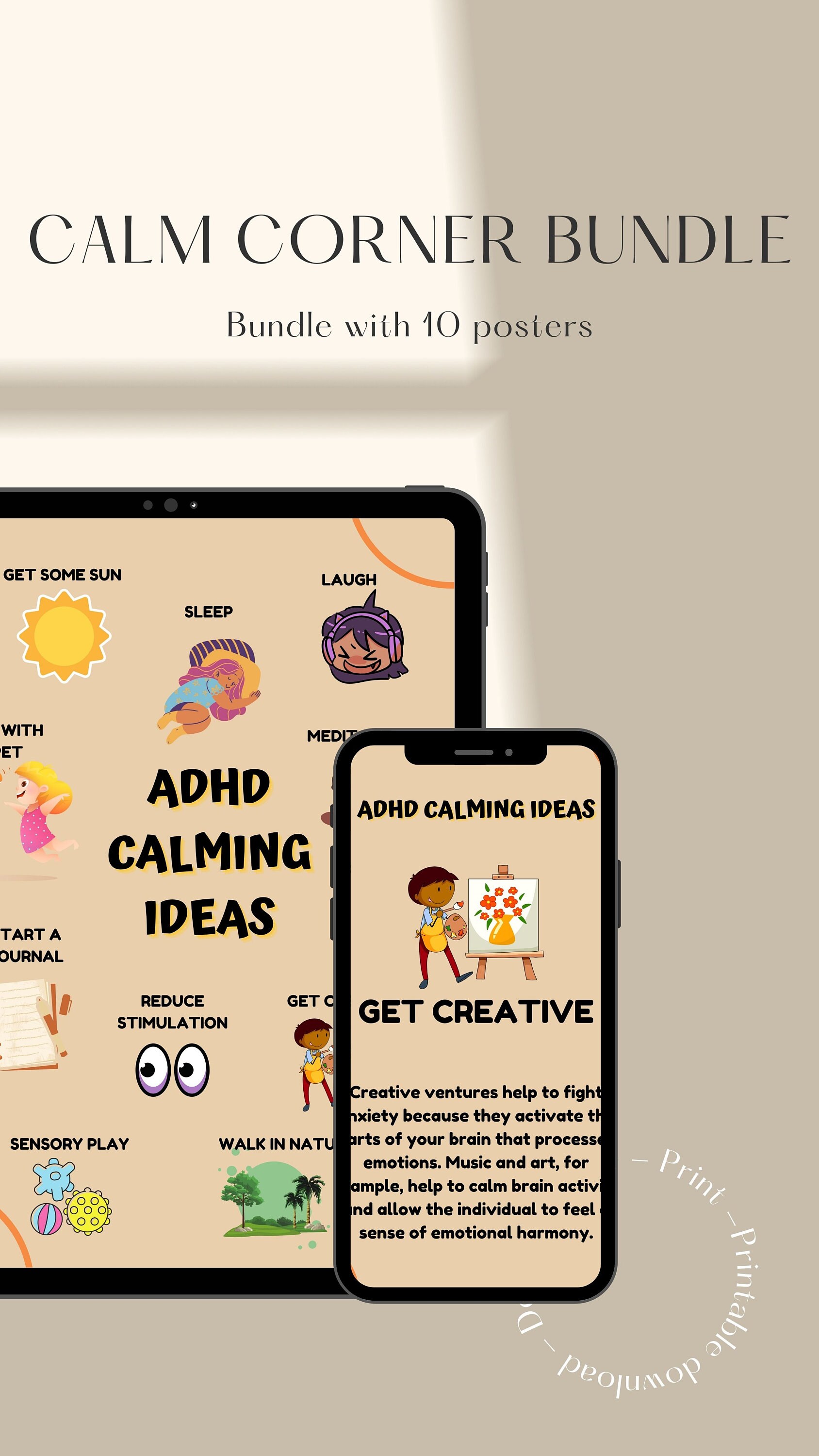 Calm Down Corner Poster: 11 Calming Techniques, Kids Classroom Decor ...