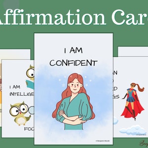 Positive Affirmation Cards, Printable Quotes, Editable Canva Template ...