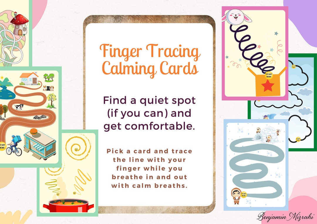 Finger Tracing Calming Cards, Printable Mindfulness Flash Cards, Calm ...