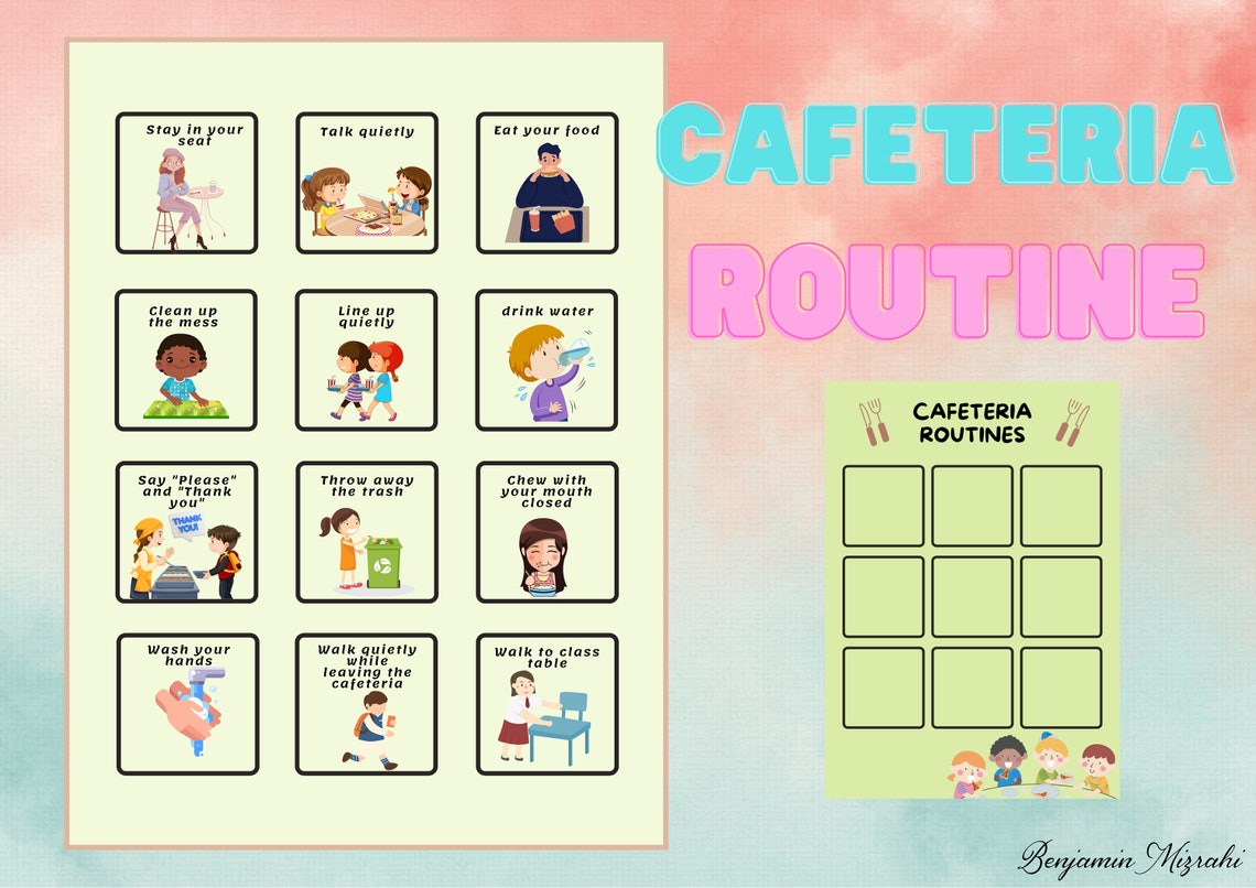 Cafeteria Routine Cards I Visual Schedule Cards| Toddler Preschool ...