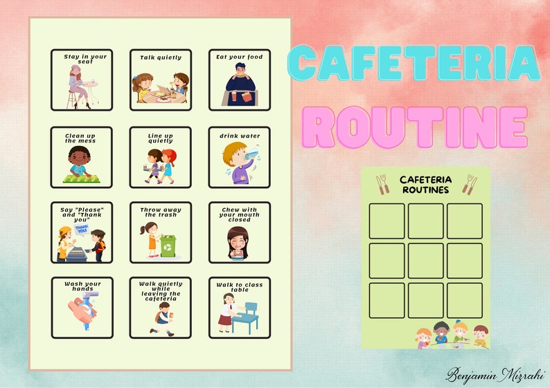Cafeteria Routine Cards I Visual Schedule Cards Toddler Preschool ...