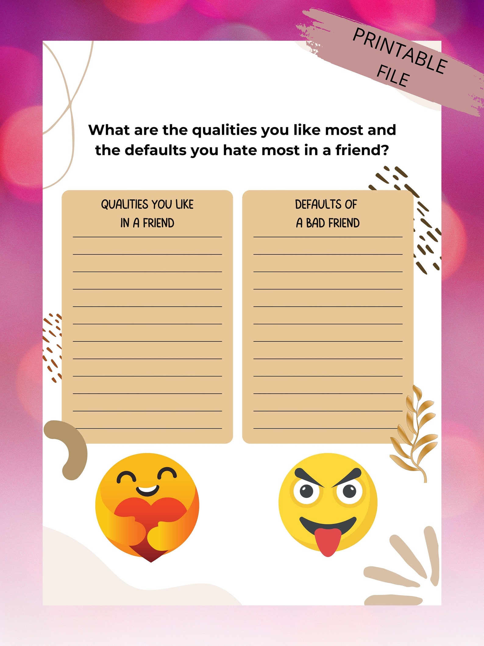 Good Vs Bad Friends Poster PRINTABLE Emotional Learning - Etsy