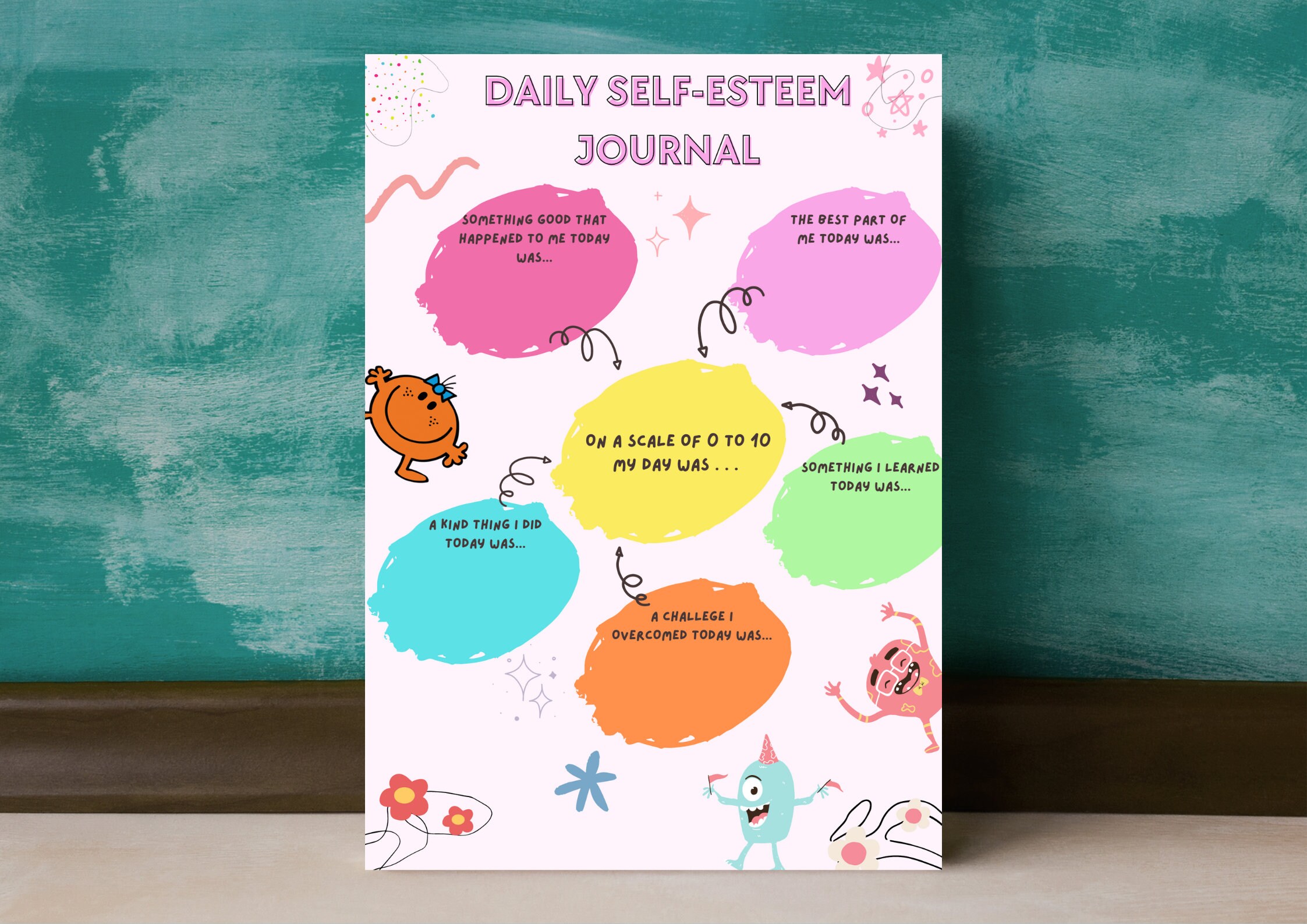 Daily Self-esteem Journal Printable Worksheet Child Therapy Counseling ...