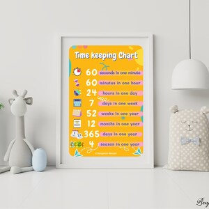 Time Keeping Chart | Time Facts Printed Educational Wall Chart Poster ...