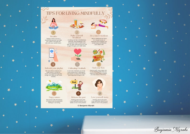 Mindfulness Tips Poster | Self-care, Positive Affirmations (digital ...
