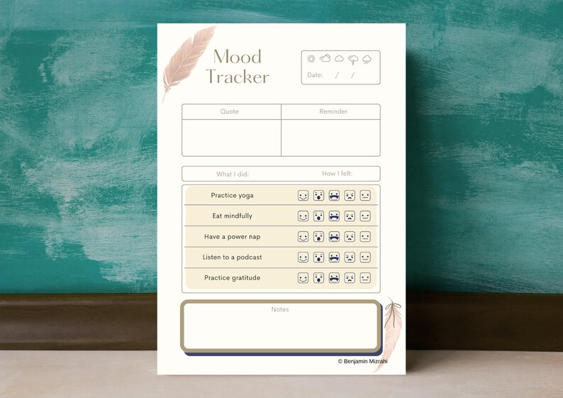 Daily Mood Tracking Chart Template, Printable Mood Tracker Pages for ...