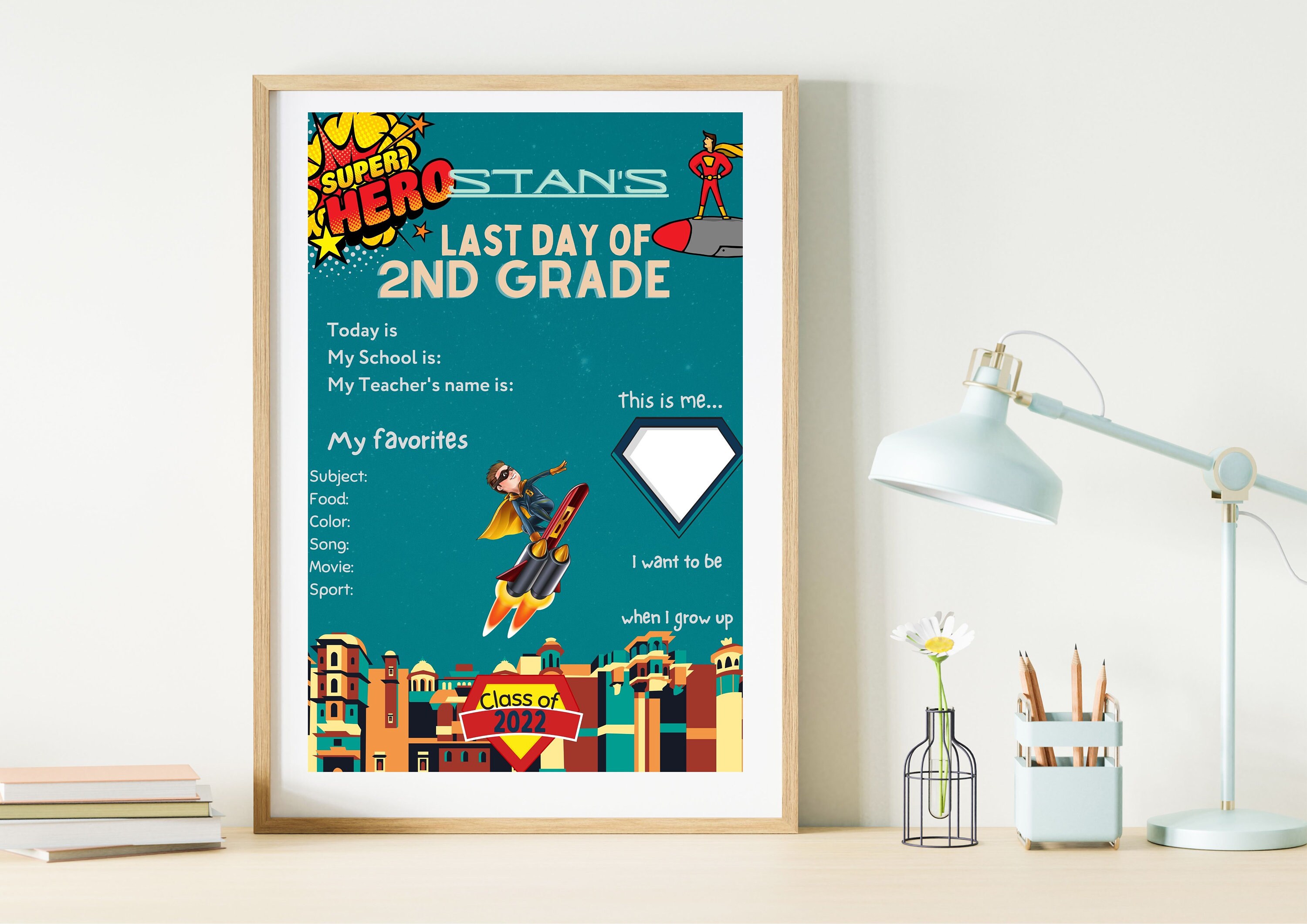 Editable Last Day of 2nd Grade Sign – Superhero Theme (digital Download ...