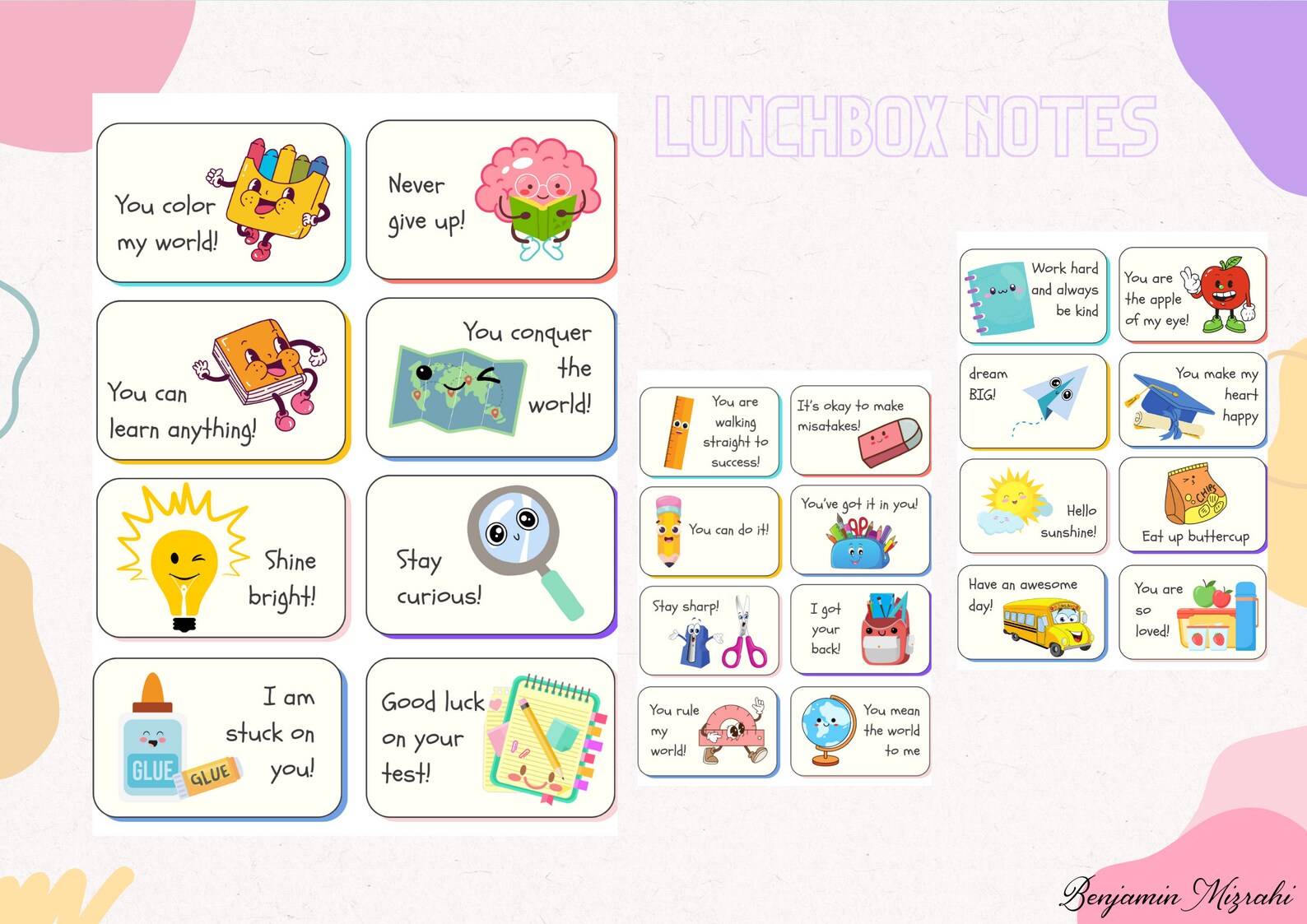 Kids Lunch Box Notes, Lunch Box Notes for Kids, Lunchbox Notes ...