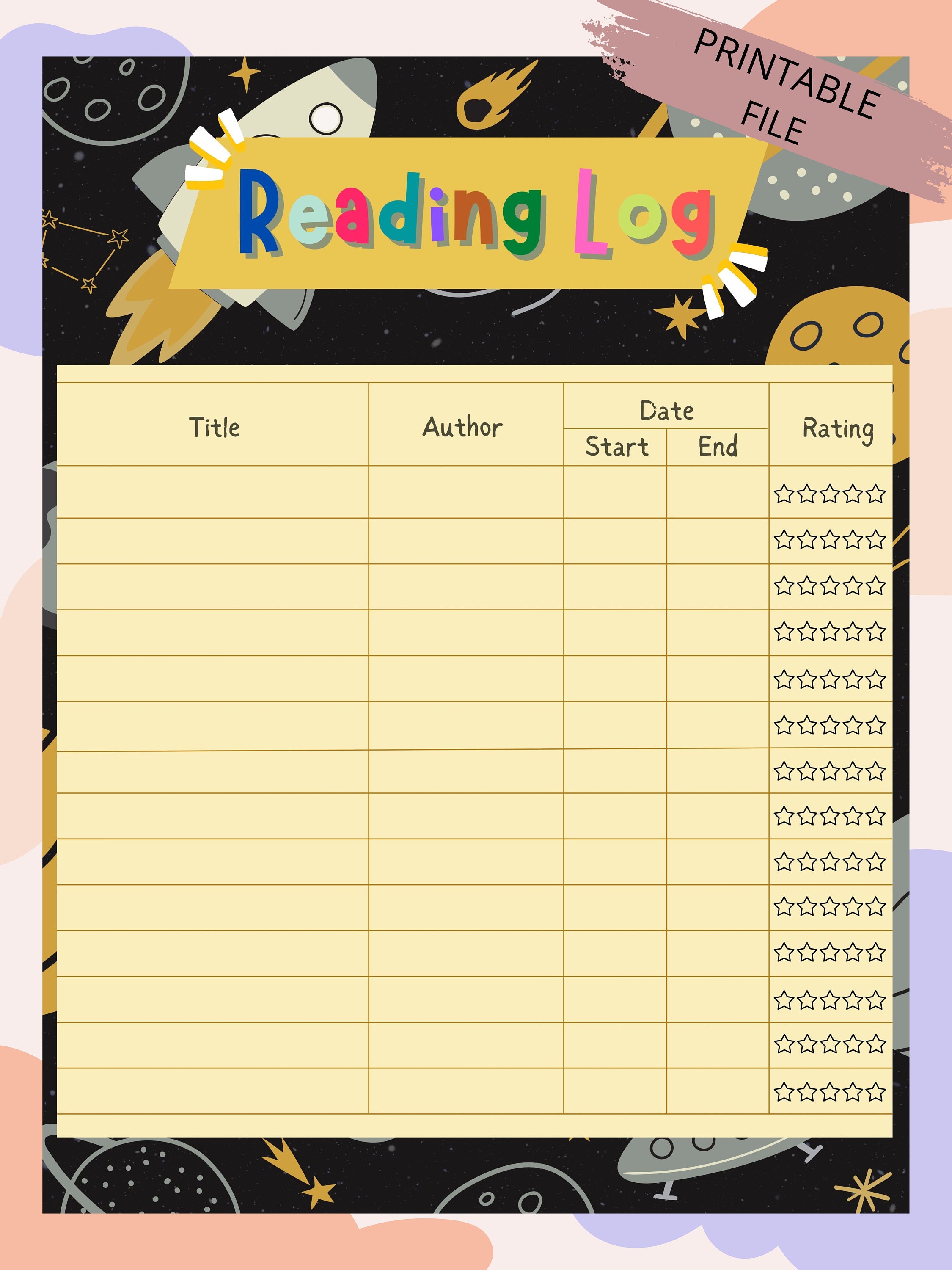Kids Reading Log Printable, Printable Reading Log for Kids, Reading Log ...