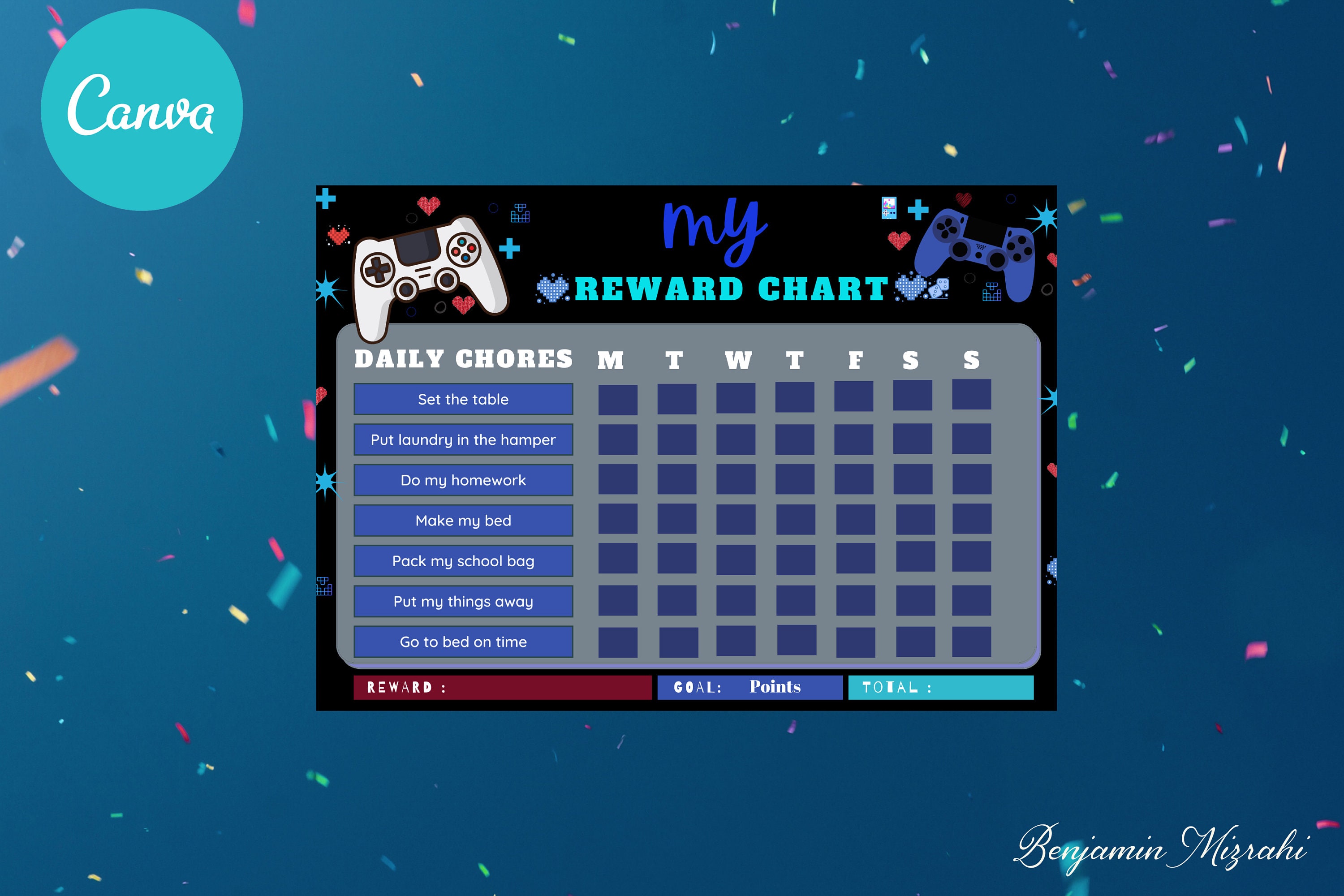 My Reward Chart for Kids Monday to Sunday Printable Prize Reward Chart ...