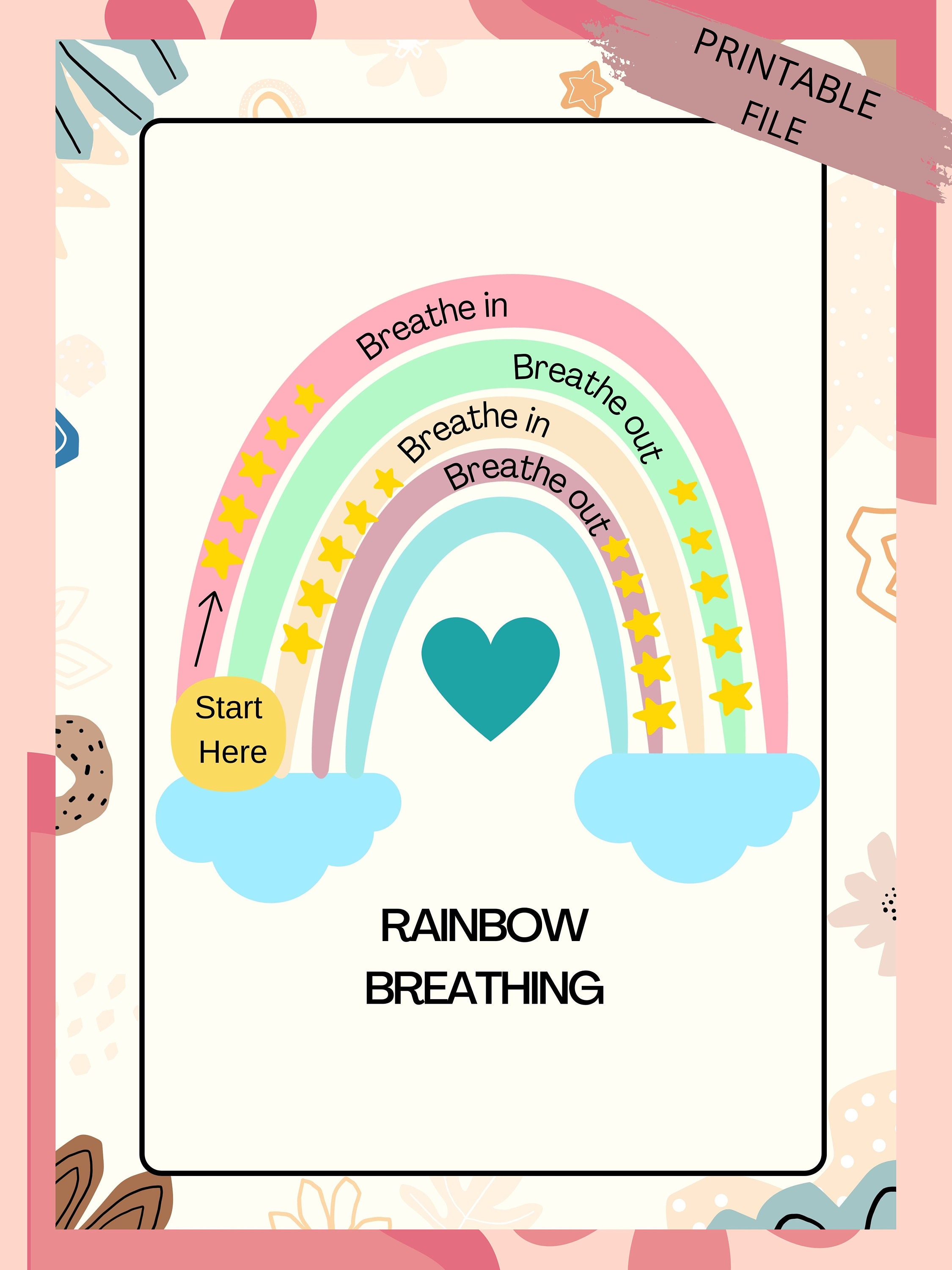 Finger Tracing Calming Cards, Printable Mindfulness Flash Cards, Calm ...