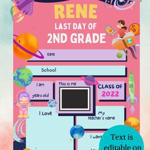 Editable First or Last Day of School - Any Grade Sign for Boy or Girl ...