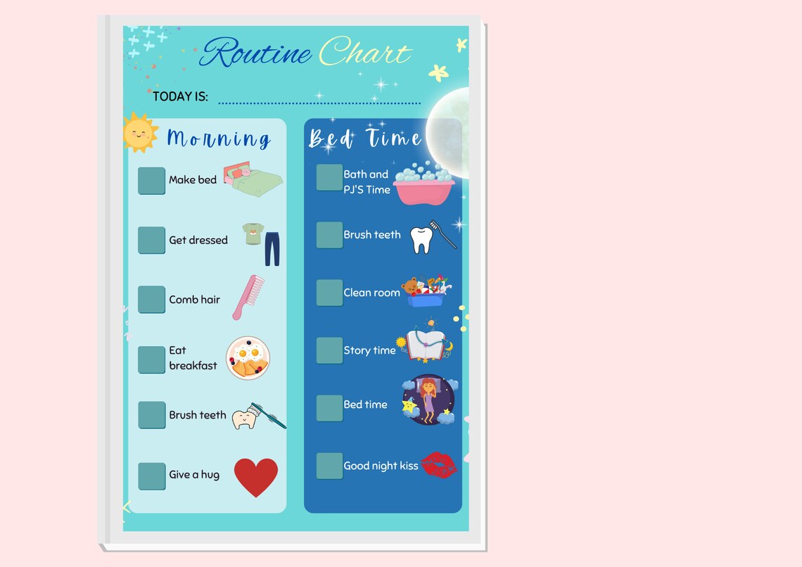 Kids Morning Routine and Evening Routine Chart for Kids Preschoolers ...