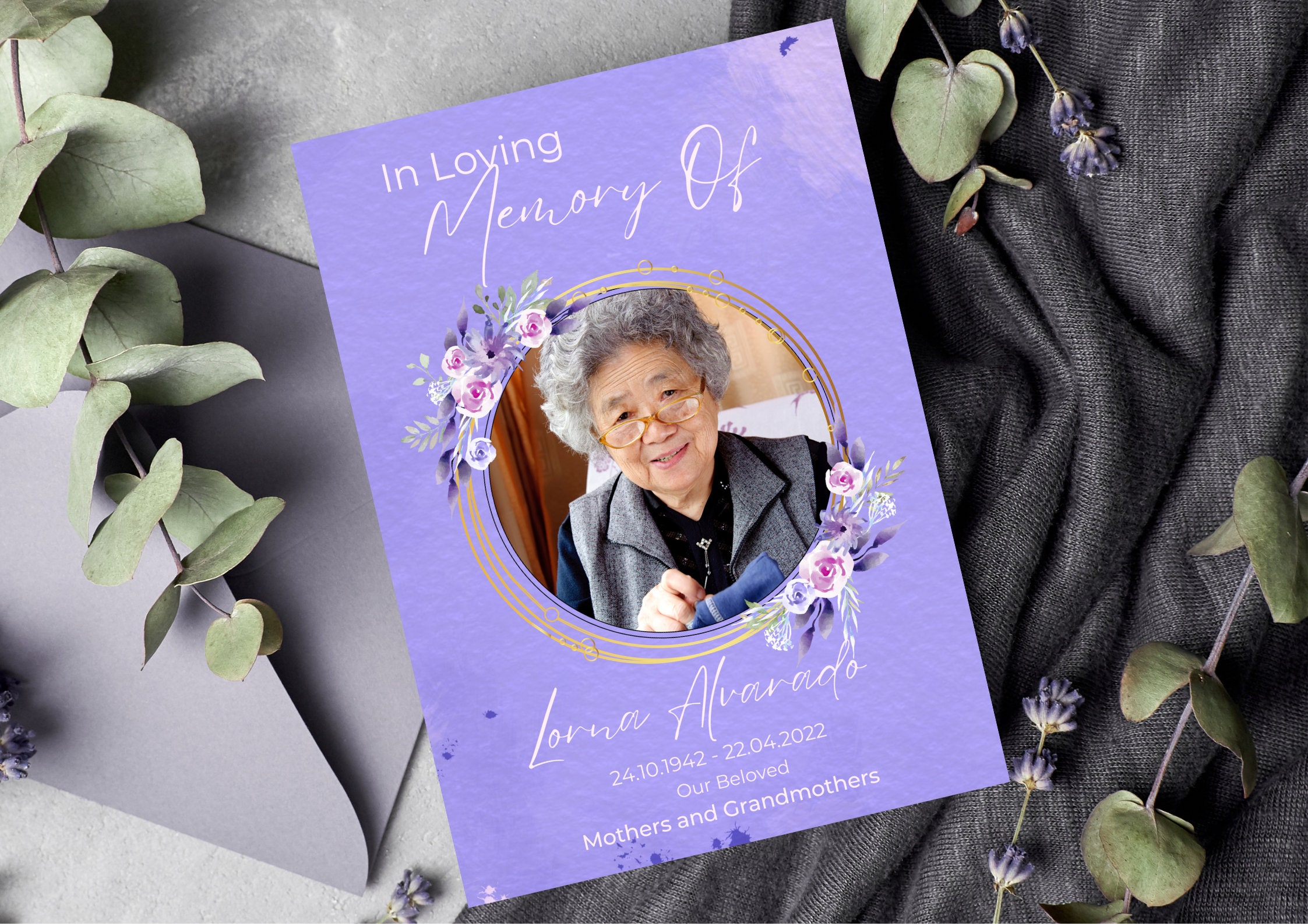 Purple Funeral Programs Template Obituary Template for Funeral Memorial ...