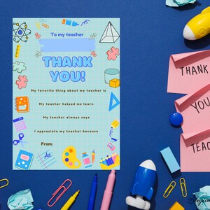 Editable Thank You Teacher Card: Student Gift (digital Card) - Etsy