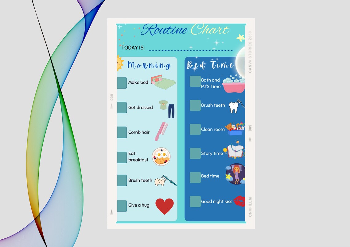 Kids Morning Routine and Evening Routine Chart for Kids Preschoolers ...