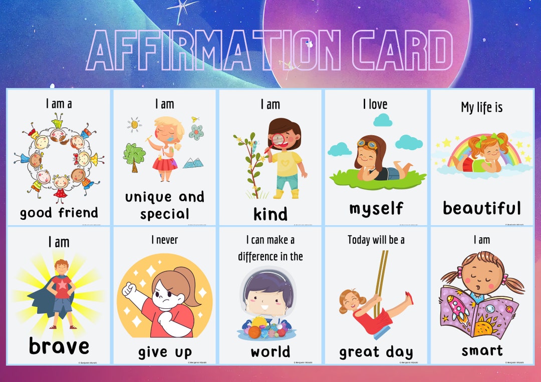 10 Affirmation Cards for Children - Strengthen Beliefs, Self-confidence ...
