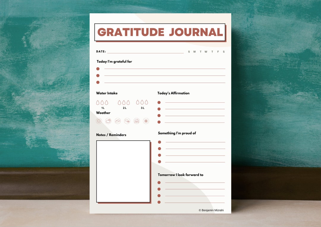 Gratitude Journal Printable | Mindfulness Log | Gratitude Template ...