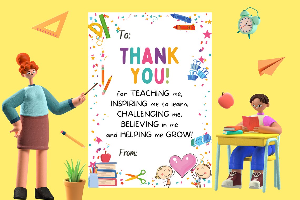 Teacher Appreciation Thank You Card, Teacher Appreciation Week, Thank ...