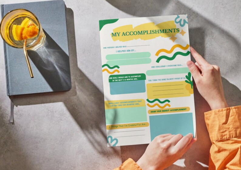 My Accomplishment Journal, Self-esteem Journal, Growth Mindset, Therapy ...