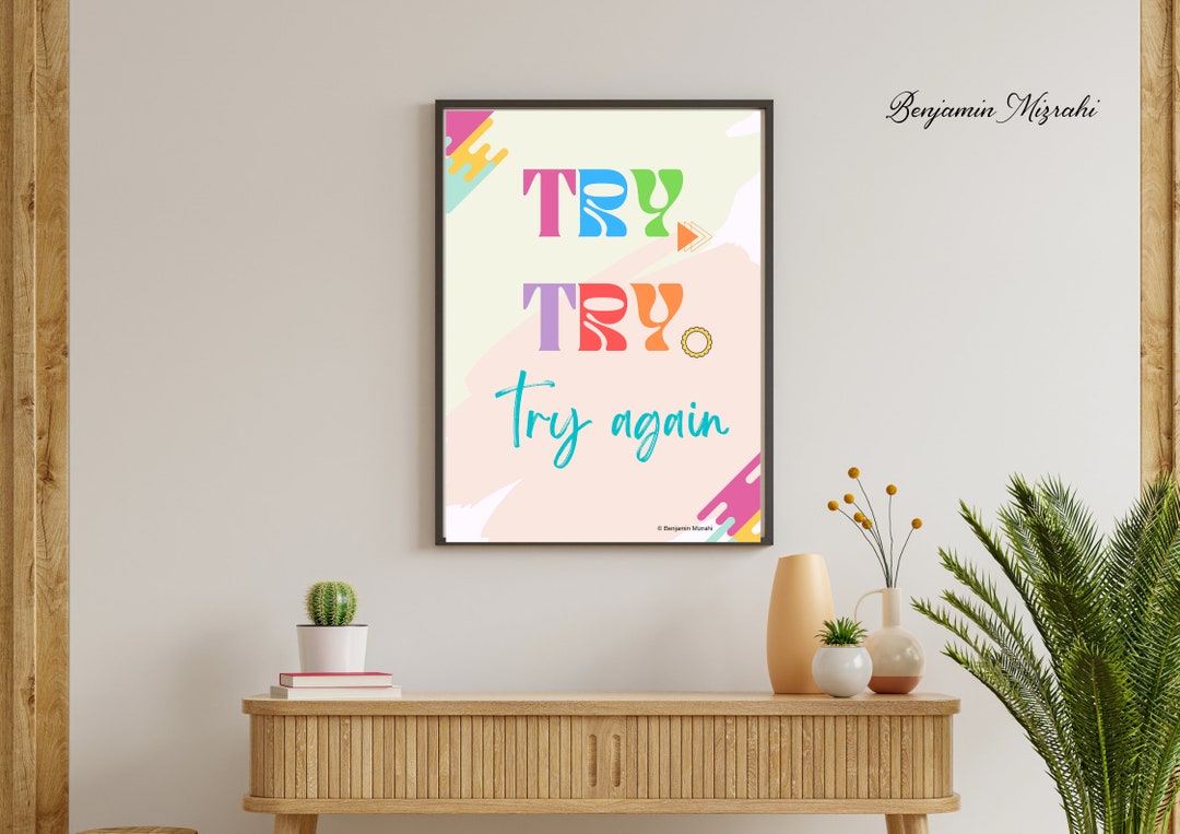 Try and Try Again Motivational Poster Kids Inspirational Printable ...