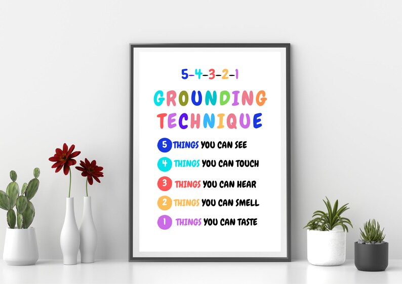 Colorful Grounding Technique Therapy Poster - Grounding Technique ...