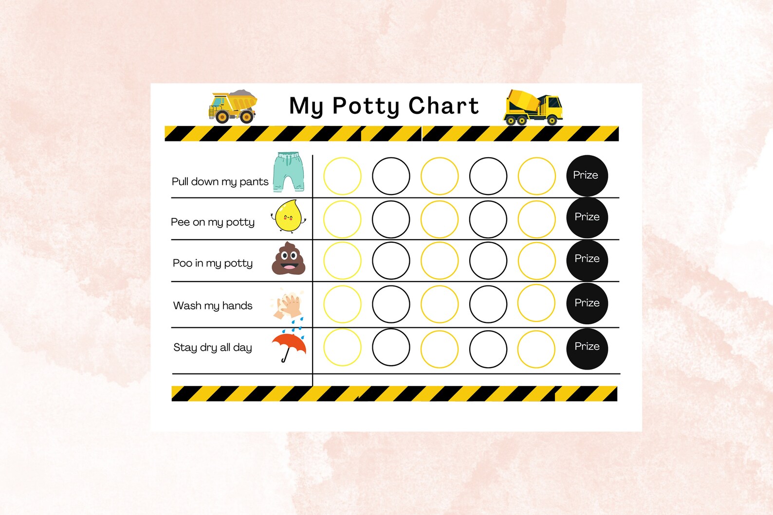 Car Potty Training Rewards Chart - Printable Potty Training Prize Chart ...