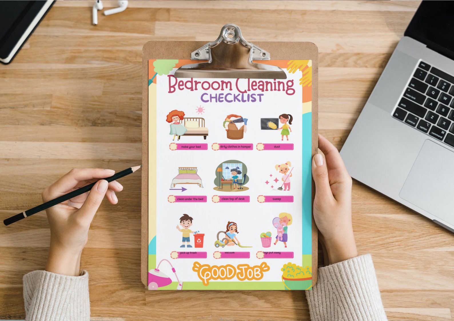 Printable Bedroom Cleaning Checklist for Kids, Clean Room Checklist ...