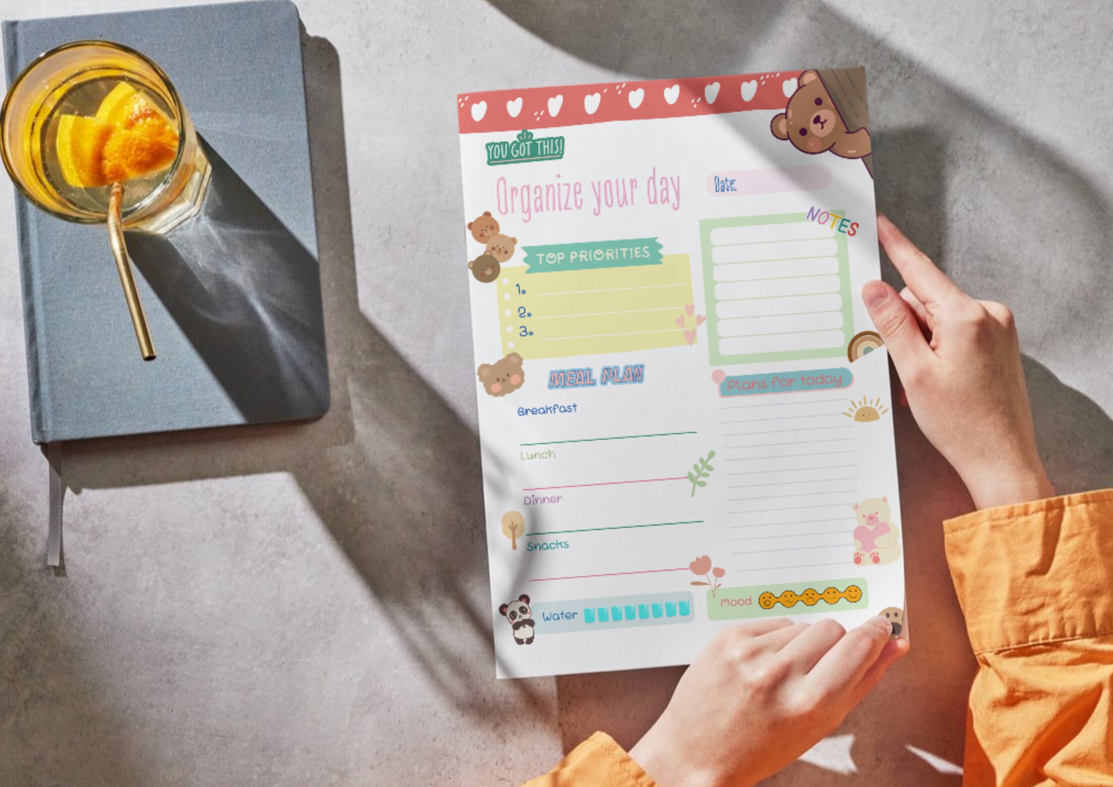 Organize Your Day - Editable Daily Planner Template, Daily Schedule ...