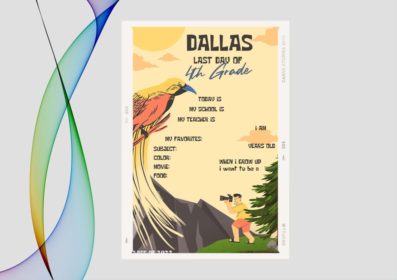 Editable First or Last Day of School -- 4th Grade Boy or Girl Cute ...