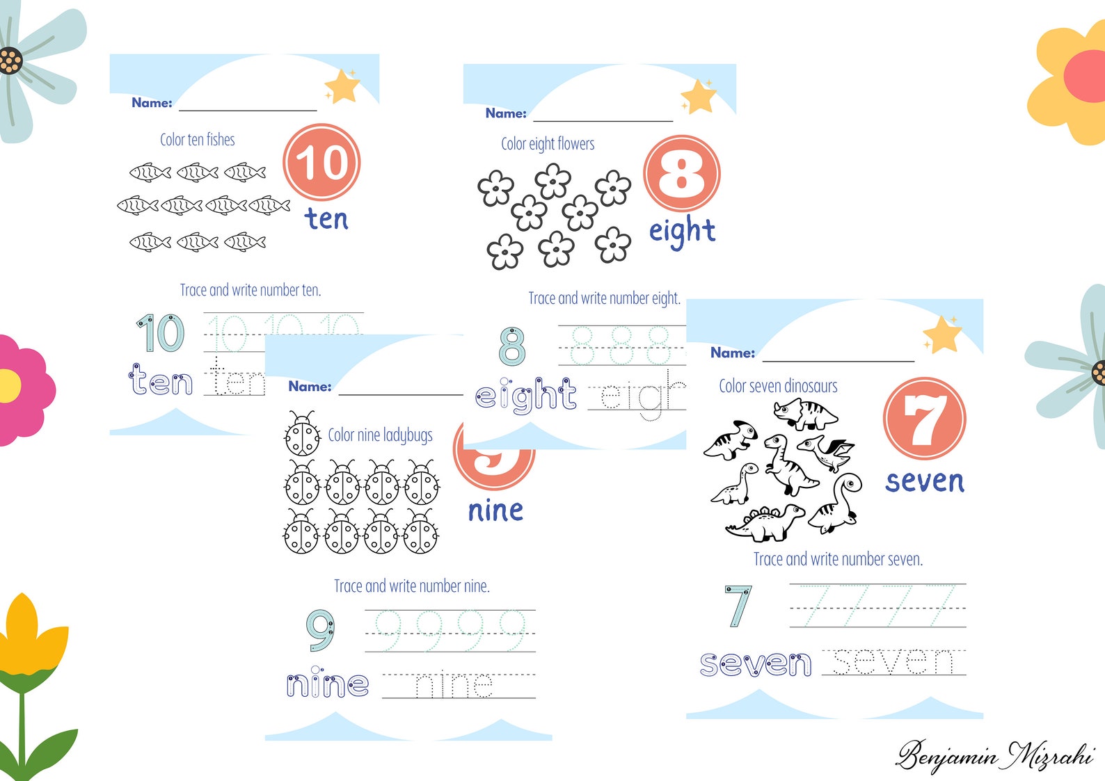 Numbers 1 to 10 Tracing Practice PDF Worksheets for Homeschooling ...