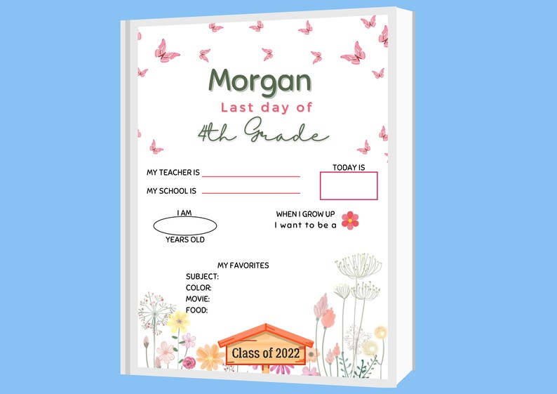 Editable First or Last Day of School 4th Grade Boy or Girl Cute ...